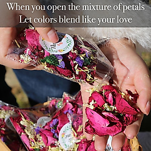 Oning 52 Pack Mix Bio Confetti, Dried Flower Petals, Real Rose Petals for Weddings, Valentine's Day Gifts, Wedding Confetti, Wedding Send Off Ideas, Flower Girl Dinner Table Centerpieces