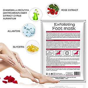 3 Pack Foot Peel Mask, Rose Exfoliating Foot Masks for Baby Feet, Foot Peel Remove Dead Skin and Calluses,Repair Rough Heels in 1-2 Weeks,Great Valentines Day Gift for Men and Women(3pcs rose foot mask)