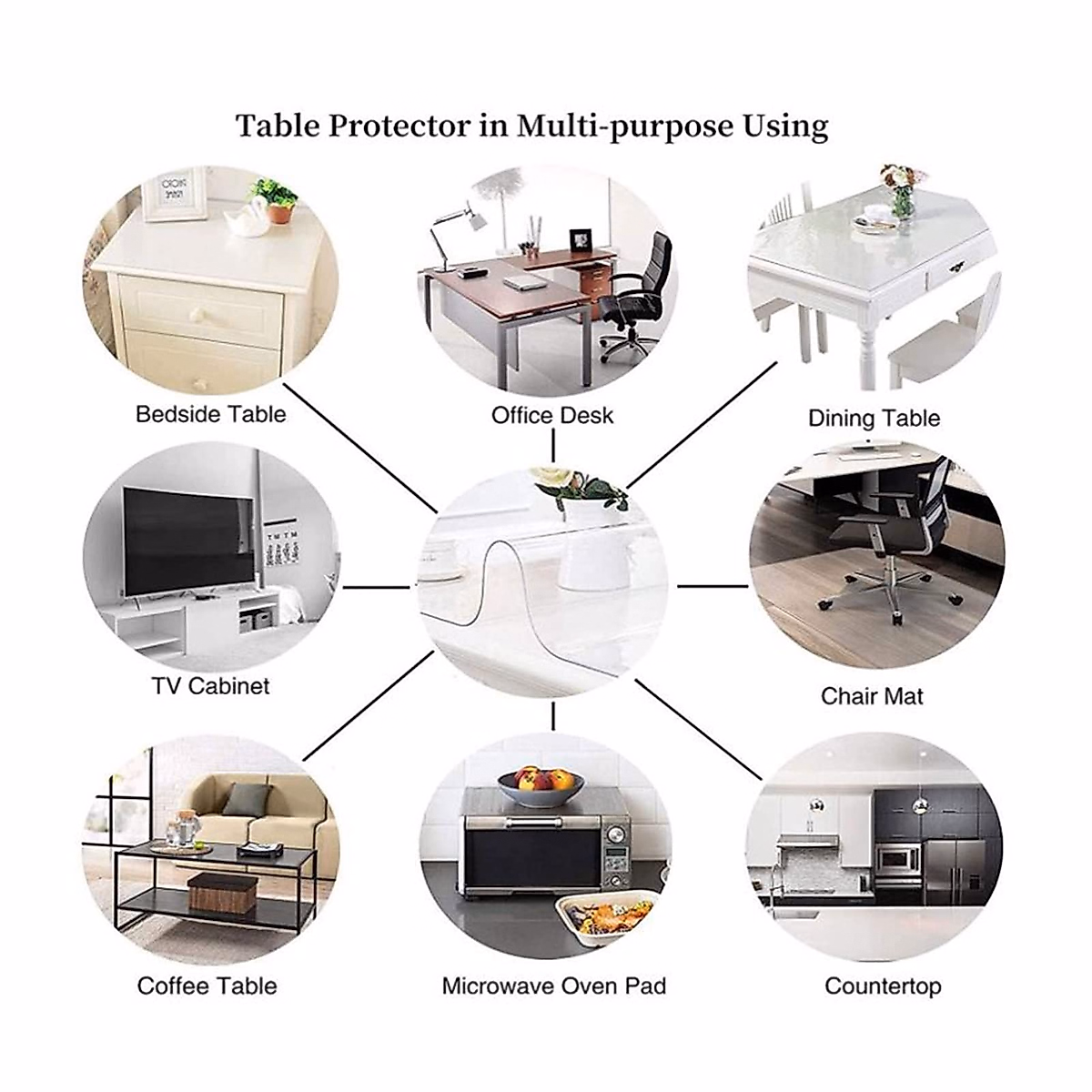 Clear PVC Desk Chair Mat Transparent Plastic Runner Rugs for Hardwood Floors/Carpet Protector,Clear Floor Protector Carpet for Hard Surface Floors, Non Slip Easy Clean Area Rug Pad,2mm Thick,60/80/100