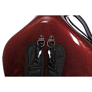 Hard Cello Case 4/4 Full Size Mixed Carbon Fiber Strong & Ultralight Cello Box with 2 Bow Holders & 2 Strong Handle & 2 Back Straps & Wheels Cello Bag (Red)