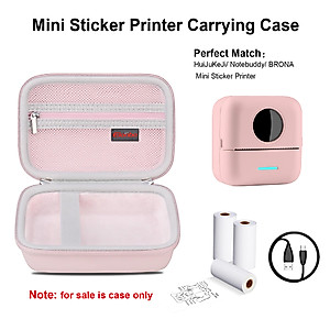 Elonbo Carrying Case Compatible with BRONA/Vicbear/HuiJuKeJi/Notebuddy/lazycozy Mini Sticker Printer, Bluetooth Smart Receipt Photo Printer Travel Bag, Inkless Thermal Printer Holder, Pink