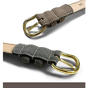 Cowboy Craft Women's Leather Belt Fashion Waist Genuine Suede Leather Belts For Jeans Dress 1"(25mm) Wide (Taupe, 32)