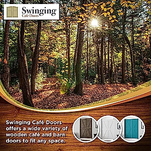 Swinging Cafe Doors Unprimed Barn Doors, 3/4" Thick Saloon Door Swing, British Brace, Matte Black Finish, Unfinished Solid Door with Strong Door Joints, Pre-Sanded Wood Door, (32"x42")