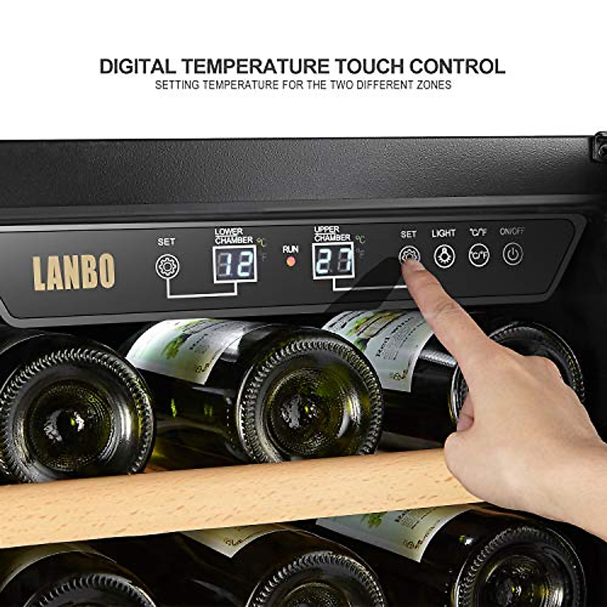 Lanbo 15 Inch Wide Dual Zone Compressor Wine Refrigerator, 28 Bottle