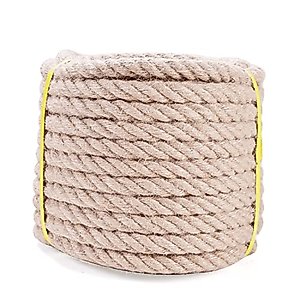 Jute Rope - Twisted Manila Rope Natural Thick Hemp Rope Multipurpose for Indoor and Outdoor Use, for Docks, Railings, DIY Projects, Home Decorating, Climbing (1/2 inch x 50 Feet)