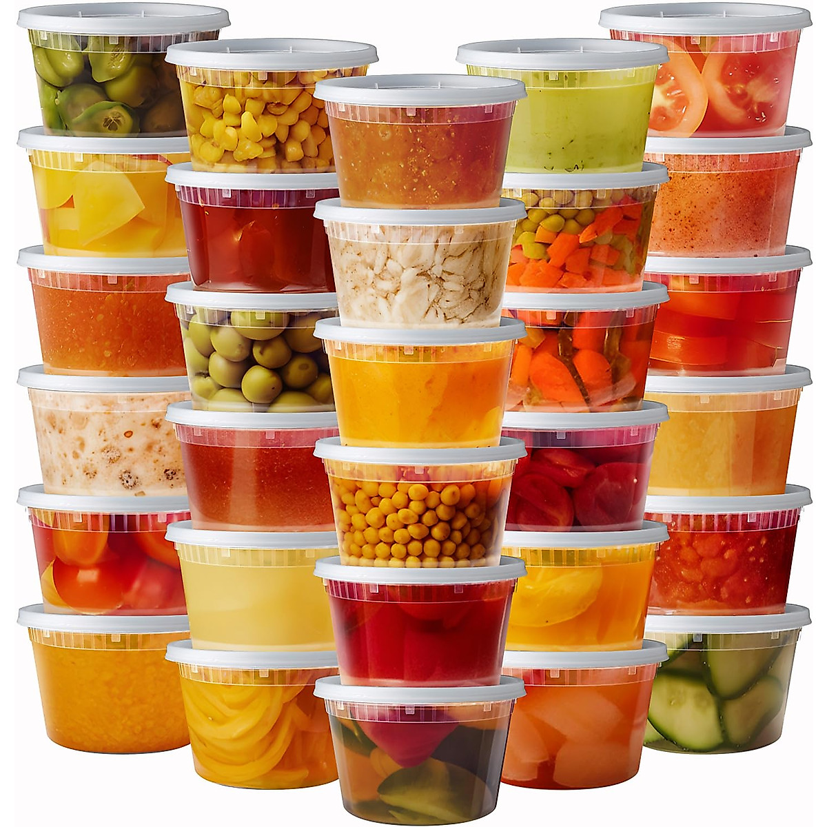 16 oz. Plastic Deli Food Storage Containers with Airtight Lids [48 Sets]