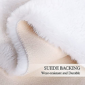 TENNOLA 15.7 Inches Mini White Round Faux Fur Area Rug, Small Fluffy Circle Rugs Cushion for Chair, Furry Carpet for Nail Desk, Shaggy Circular Rug Plush Rug