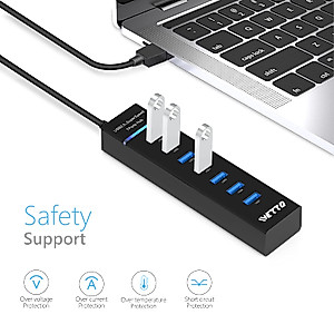 7-Port USB 3.0 Hub, IVETTO Data USB Hub Splitter with 3.3ft Long Cable for Laptop, PC, MacBook, Mac Pro, Mac Mini, iMac, Surface Pro and More