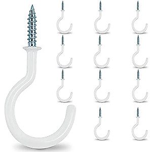 HULISEN 2.9" Large Ceiling Hooks, 12 Pcs Heavy Duty Screw-in Wall Hooks, Vinyl Coated Sturdy Screw Cup Hook for Hanging Plants, Mugs, Wind Chimes, Utensils (Easy to Install)