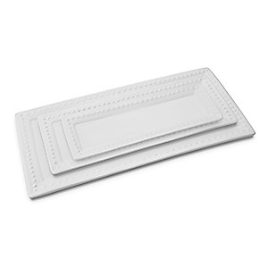 KOVOT Ceramic Rectangular Platter Set | 3 Piece Porcelain Platter Set Includes (1) Large, (1) Medium, (1) Small