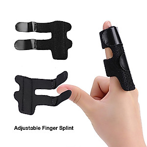 FILFEEL Finger Splint, Adjustable Aluminium Alloy Index Middle Finger Splint Hand Support Tenosynovitis Recovery Brace, Injury Pain Bending Deformation Aid Tools