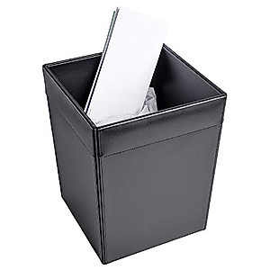 Dacasso Classic Black Leather Square Waste Basket