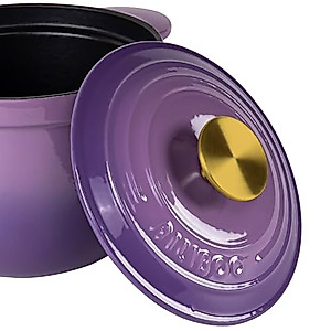 AILIBOO 2 Quart Dutch Oven Pot with Lid – Dual Handles,for No Knead Bread Baking, Sourdough Loaf, Non-Coated & Non-Toxic Ceramic Small Bread Oven Pan-purple