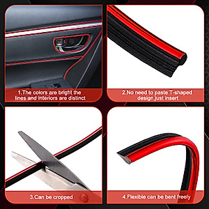 25 Pack Interior Car Accessories, 32 Feet Car Interior Moulding Trim, 20 Car Vent Trim Strips and 4 Car Cup Holder Decorative Filler Insert Strip Auto Non Slip Insert with Scraper (Red)