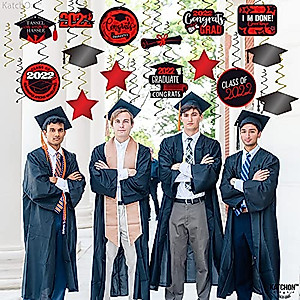 45 Pieces, Red Graduation Hanging Decorations - Large Cutout, No DIY | Graduation Swirls, Red and Black Graduation Decorations 2022, Graduation Hanging Swirls Decorations, Graduation Party Decorations