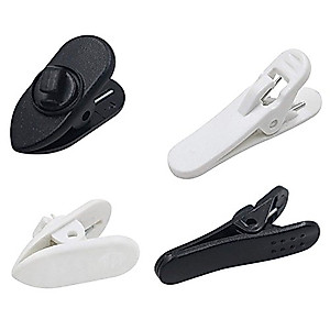 ALXCD Clips for Earphone Headphone, 360 Degree Rotate Earphone Mount Cable Clothing Clip, 2 Sizes 16 Pcs Clips for Most Monster, Sony, Sennheiser and Plantronics Headset, Pack of 16 (Black/White)