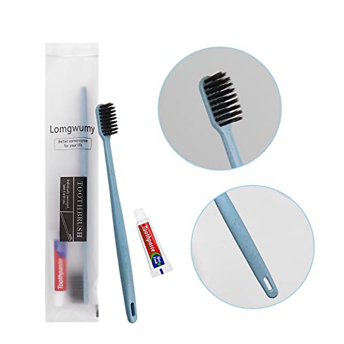 Lomgwumy Disposable Toothbrush, Toothbrush Bulk, Bulk Toothbrush and Toothpaste Sets, 4 Colors, Individually Packaged, Delicate and Practical, Suitable for Hotel, Home, Travel, Camping (PACK-32)