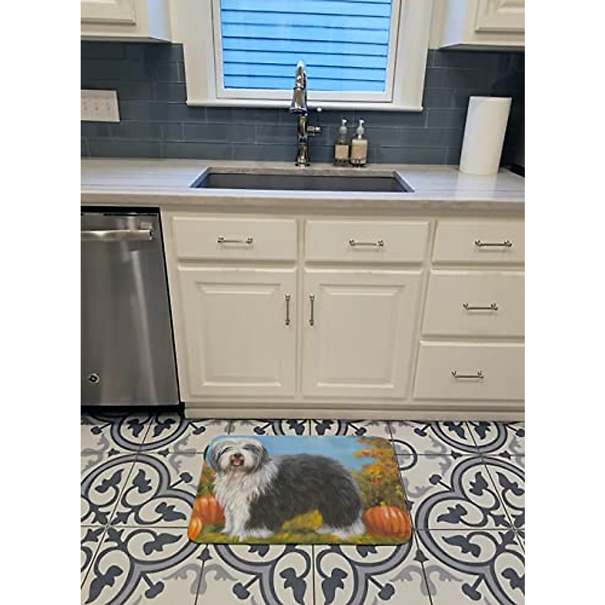 Caroline's Treasures Old English Sheepdog Ocotoberfest Machine Washable Memory Foam Mat doormats, Multicolor