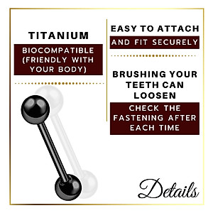 Black Titanium 14 gauge 5/8 16mm Cool Tongue Rings Piercing Jewelry Nipple with two 5mm Ball M5380