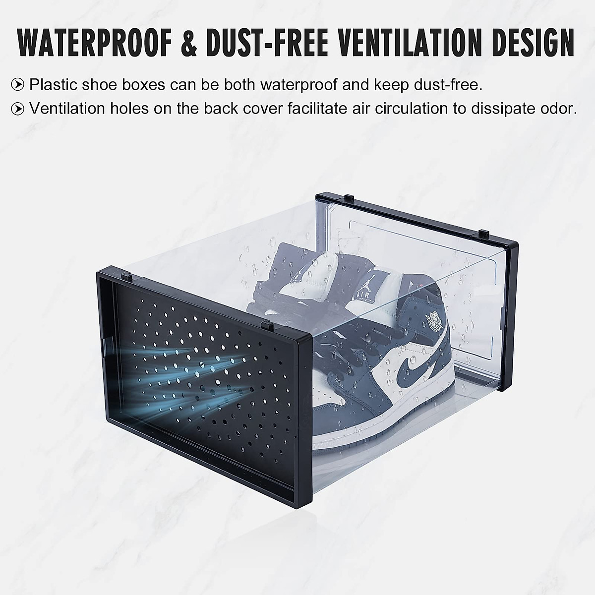 AOHMPT 18 Pack Clear Shoe Organizer Stackable Shoe Box Foldable Storage Bins Shoe Container Box Large Size Shoe Bins (X-Large)