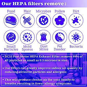 HASMX DC33 Post Motor HEPA Exhaust Filter Replacement for Dyson DC33 Upright Vacuum Cleaners, Replaces Part Numbers: 921616-01, 92161601 Round (1-Pack)