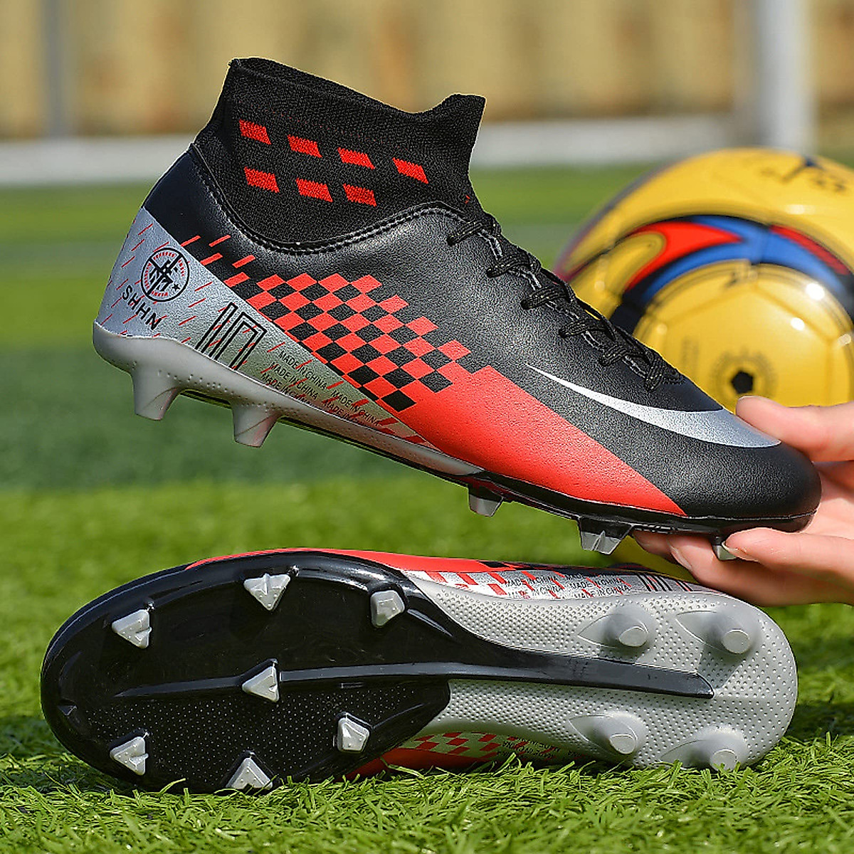 Qzzsmy Men Cleats Soccer Unisex's Ag Cleats Outdoor Training Ag CD1808-M1-40