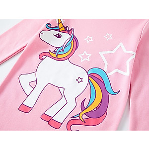 Babyroom Girls Matching Doll&toddler 4 Piece Cotton Pajamas Toddler Unicorn Sleepwear size 7 Pink