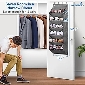 MISSLO Over The Door Shoe Organizer with Deep Pockets and 28 Large Pockets Hanging Shoe Organizer Over The Door Shoe Rack for Closet