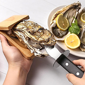 Oyster Clamp, Seafood Tools Oyster Shucking Knife, Oyster Clamp Wood Suit, Seafood Safety Hand Guard For Home Use