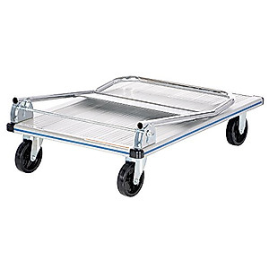 Vestil AFT-36-NM Aluminum Folding Platform Truck with Single Handle and 5" Non-Marking Polyurethane Casters, 600 lbs Capacity, 36" Length x 24" Width x 8-3/8" Height