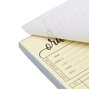Juvale Set of 2 Work Order Forms with Carbon Copy, Invoice Book for Small Business Supplies, Black Scripted Design, 50 Receipts Per Pad for 50 Orders (5.5 x 8.5 Inches)