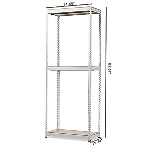 Baxton Studio Gavin White Metal 3-Shelf Closet Storage Racking Organizer