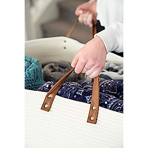 Sweetzer & Orange Extra Large Woven Cotton Rope Storage Basket – 23”x20.5”x15.5” w/Vegan Handles - Blanket Storage Baskets, Laundry and Toy Storage, Nursery Hamper - Off White XXL for Living Room