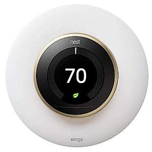 Google Nest Learning Smart Thermostat - 3rd Generation - Brass T3032US Bundle with elago Wall Plate Upgraded Wall Mount Cover Designed for Google Nest Learning Thermostat - Matte White