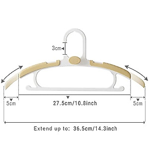 Baby Hangers for Closet Nursery Clothes, Pack of 20 Extendable Laundry Hanger for Newborn Clothing, with Space Saving Hooks & a Hanger Organizer, Adjustable Children Coat Hanger, Yellow