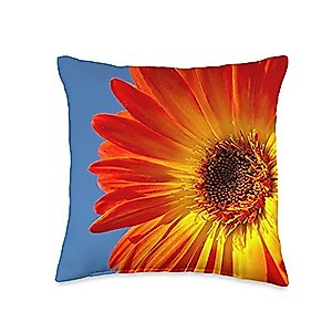 TAYEGU Daisies Flowers Floral Orange Gerber Floral Flowers Daisies Gerbera Throw Pillow, 16x16, Multicolor
