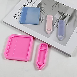 DD-life 10 Pcs Pencil Shape and Note Shape Silicone Molds for Office Supplies Baking Crafts Keycahin Decoration（5 Pencil Shape，5 Note Shape）