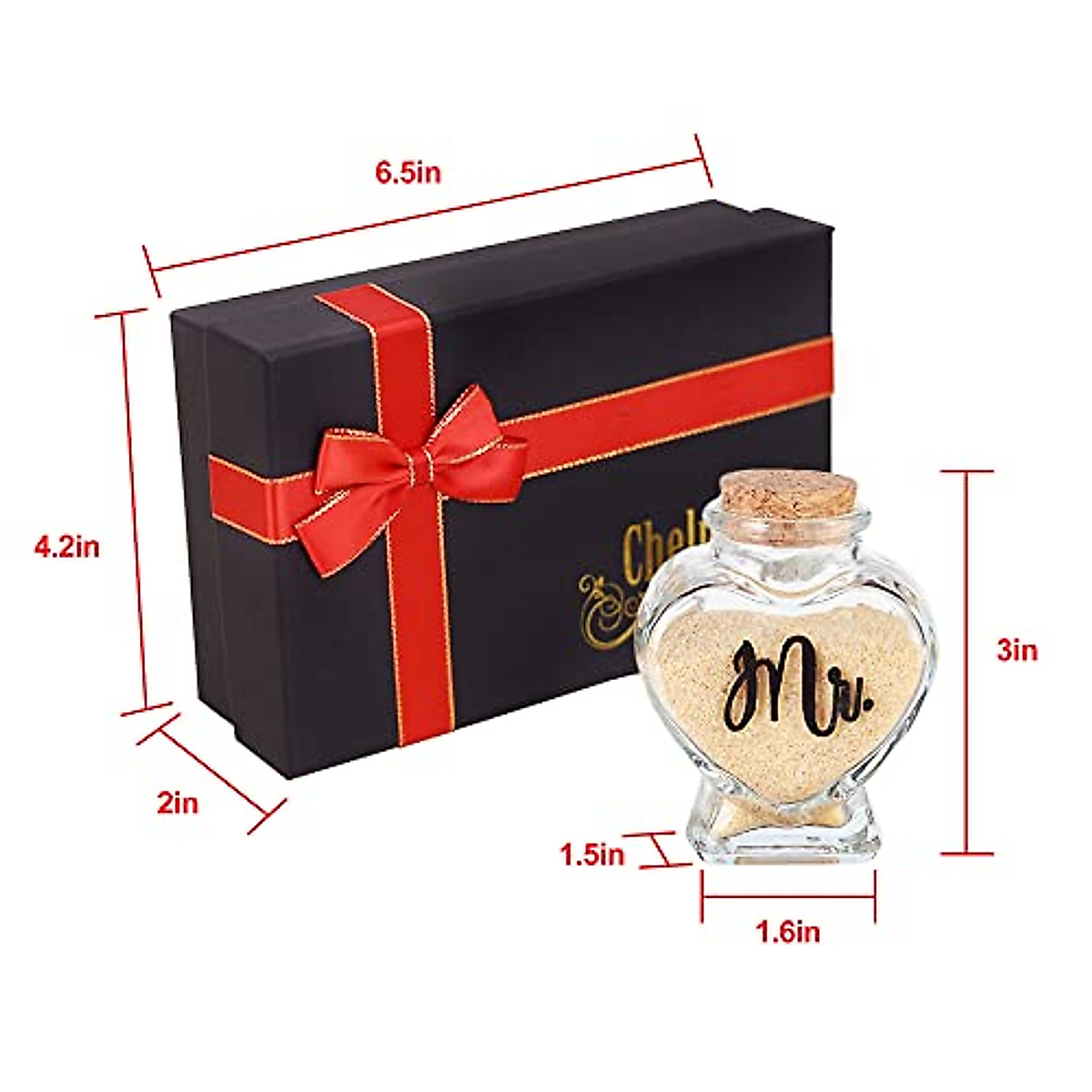 Chelmon Honeymoon Sand Keepsake Jar Mr and Mrs Gifts Bridal Shower Unique Gifts Honeymoon and Wedding Gifts Engagement Gifts for Couples Bride and Groom