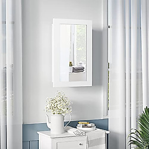 kleankin Wall-Mounted Medicine Cabinet with Mirror, Bathroom Mirror Cabinet with Single Door and Adjustable Shelves, White
