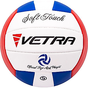 VETRA Premium Soft Touch Volleyball-Official Size 5 for Indoor/Outdoor/Gym/Beach Games - Durable Stitching, PVC Cover & Soft Grip Technology-Ideal for Adults, Girls, Beginners and Gifts