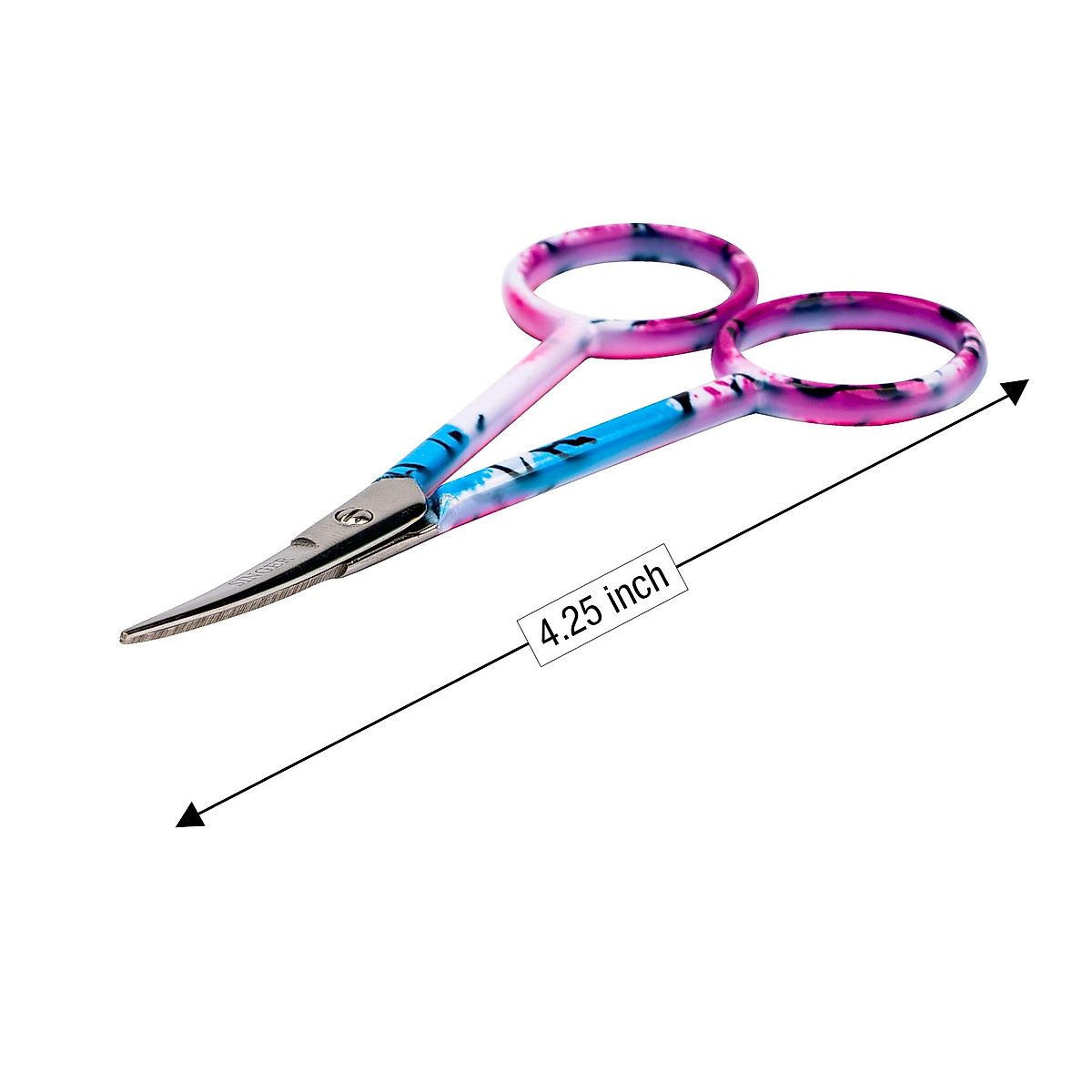 SINGER 4 Inch Forged Embroidery Scissors with Curved Tip for Sewing, Cross-Stitching, Crafts, & More (White Floral & Pastel Print, 2-Pack)