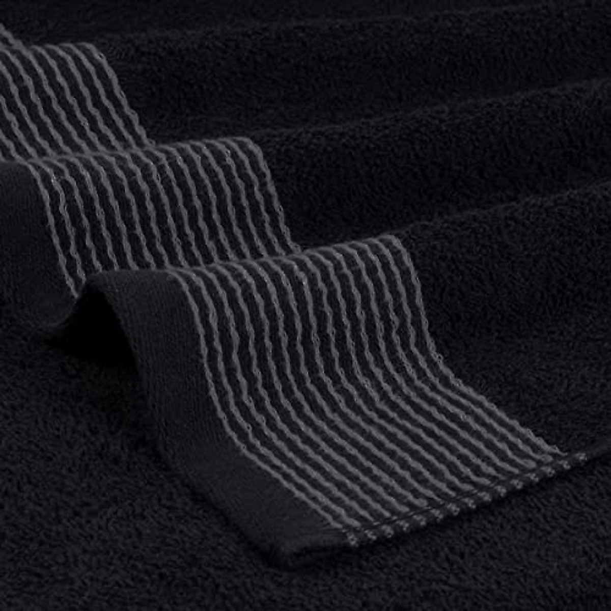 BELIZZI HOME 100% Cotton Ultra Soft 6 Pack Towel Set, Contains 2 Bath Towels 28x55 inchs, 2 Hand Towels 16x24 inchs & 2 Washcloths 12x12 inchs, Compact Lightweight & Highly Absorbant - Black