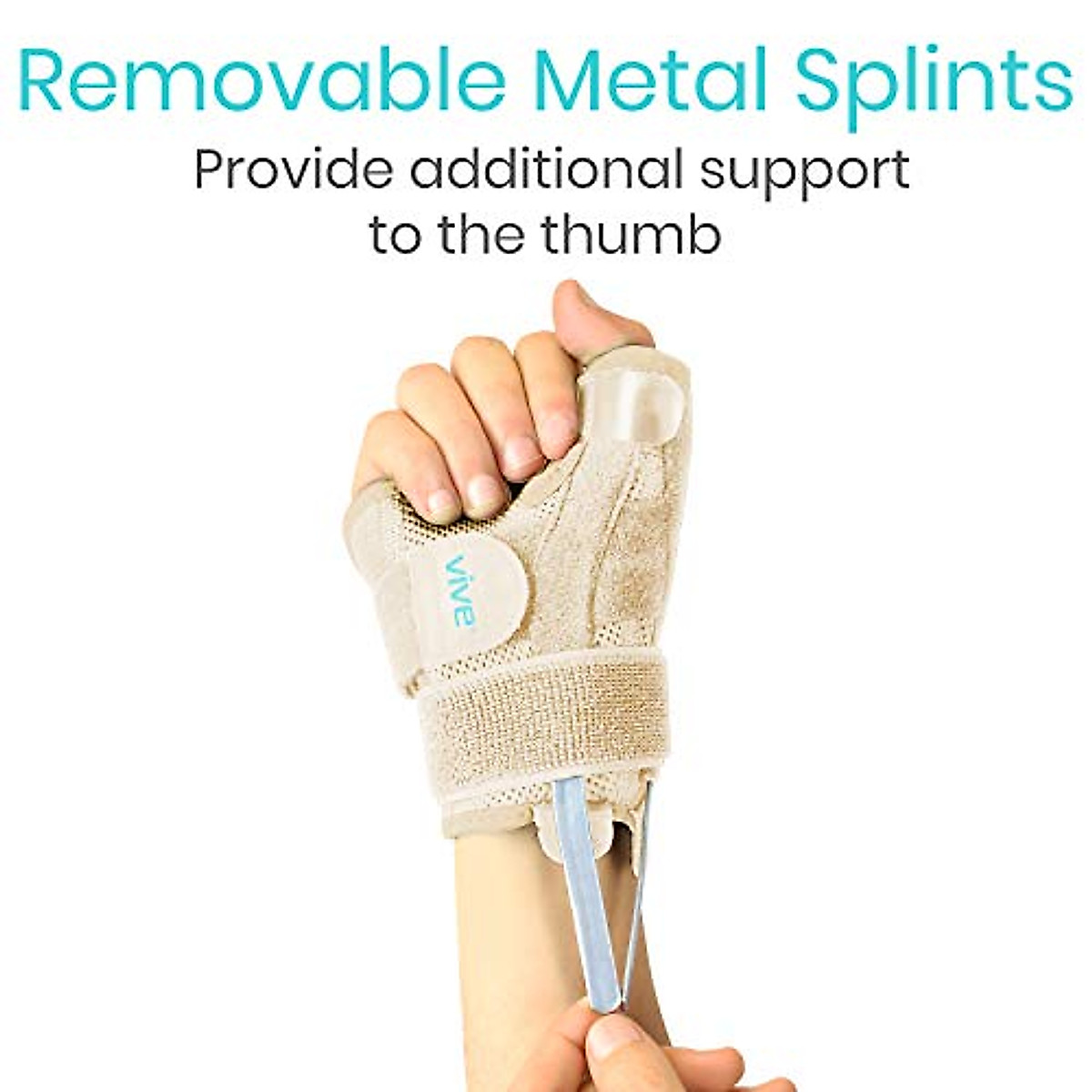 Vive Thumb & Wrist Brace for Right or Left Hand - Spica Splint Brace for Carpal Tunnel, Tendonitis, & Arthritis in Hands or Fingers - Compression Support for Women Men - Stabilizer Relief for Bowling