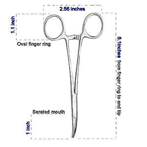 Chi-buy Pets ears/nose hair Puller Straight & Curved full serrated, stainless steel Home Hemostat Locking Forceps, Professional pet grooming tool for cats & dogs 2pcs set