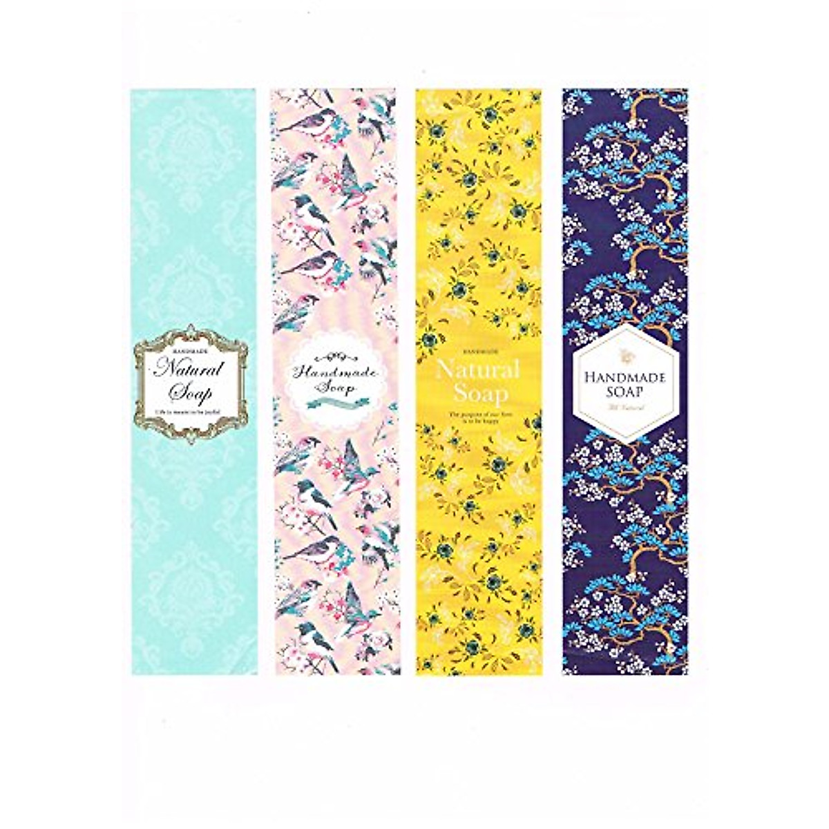 ZZYBIA Assorted Wrap Paper Tape for Homemade Soap Bar Vertical Style 50pcs