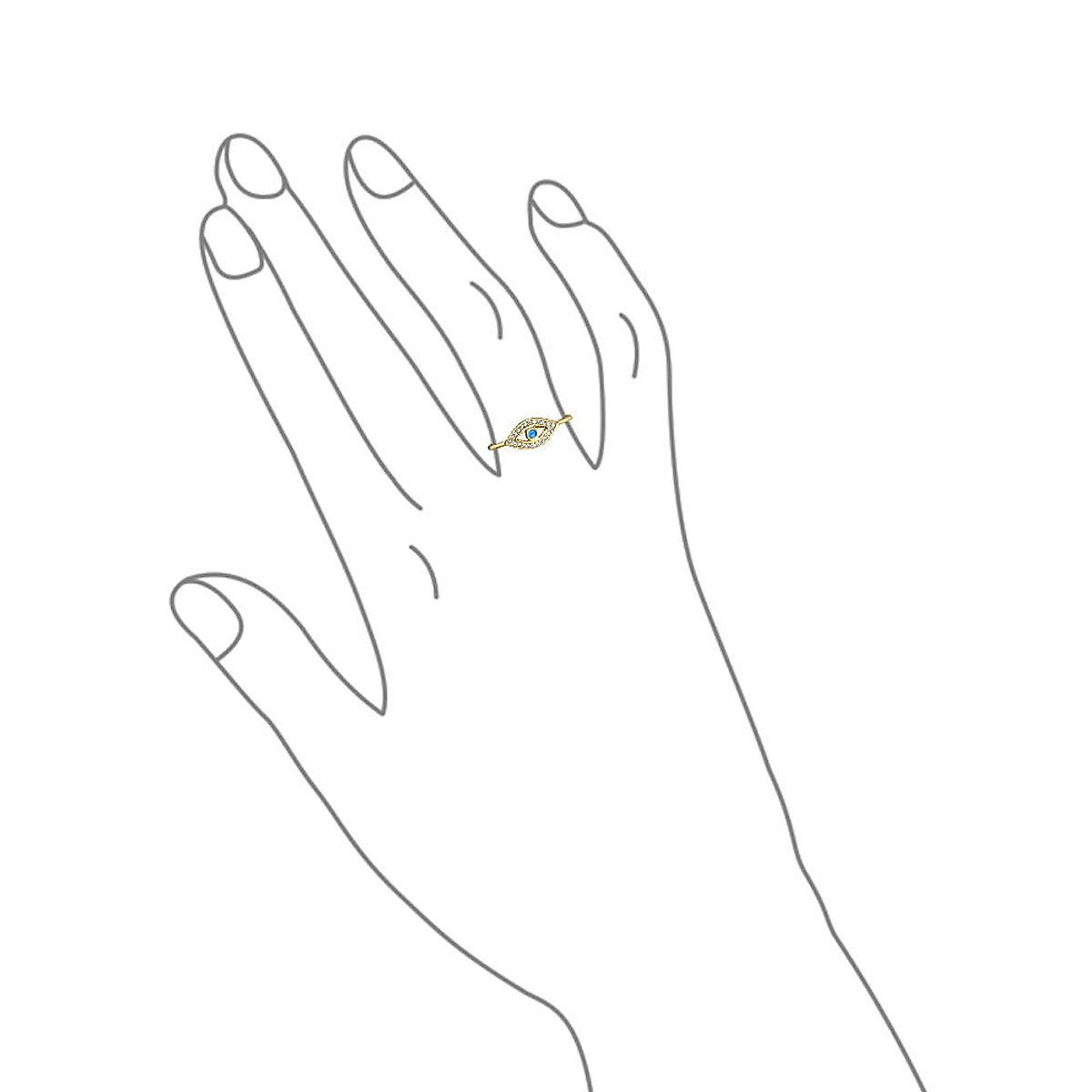 Bling Jewelry Minimalist 14K Rose Gold Plated .925 Sterling Silver Midi Knuckle 1MM Band Stackable Delicate CZ Halo Evil Eye Ring For Women Teen