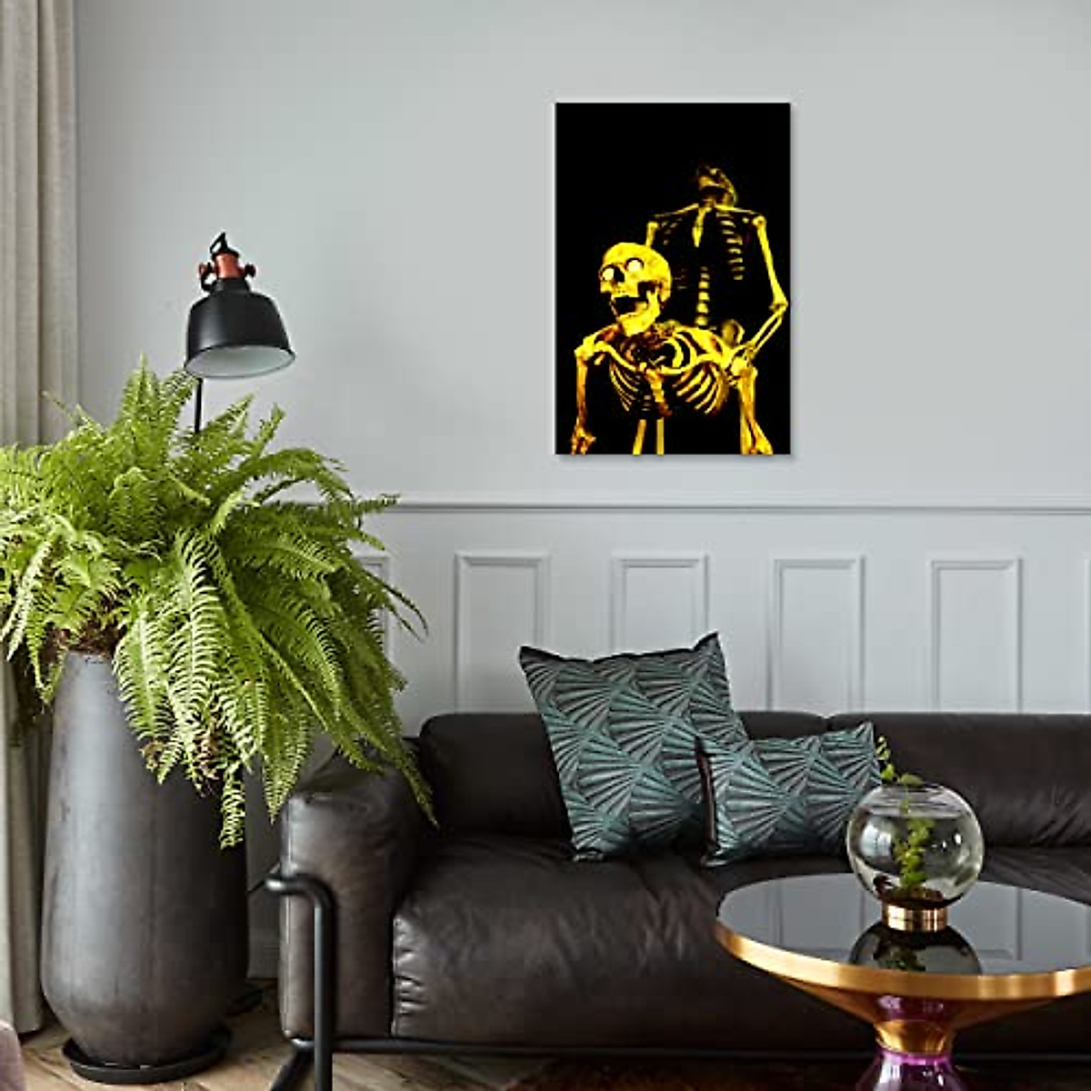 Creative skull canvas print wall decor gold gothic art skull canvas print wall decor for bedroom living room decor Stretch And Frame Ready To Hang 12x18inch(30x45cm)