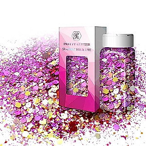 PrettyG 2oz Shakers / 57GramColor Shifting Chunky Mixes Sequin Glitters Powder for Resin Crafts Tumblers Slime Nail Art Decoration BSLC (03)