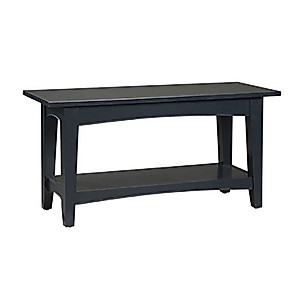 Alaterre Furniture Shaker Cottage Bench with Shelf, 36" W, Charcoal Gray