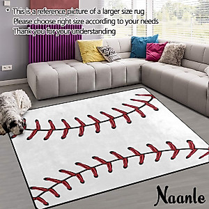 Naanle Sport Baseball Lace Non Slip Area Rug for Living Dinning Room Bedroom Kitchen, 3' x 5'(39 x 60 Inches), Sport Nursery Rug Floor Carpet Yoga Mat